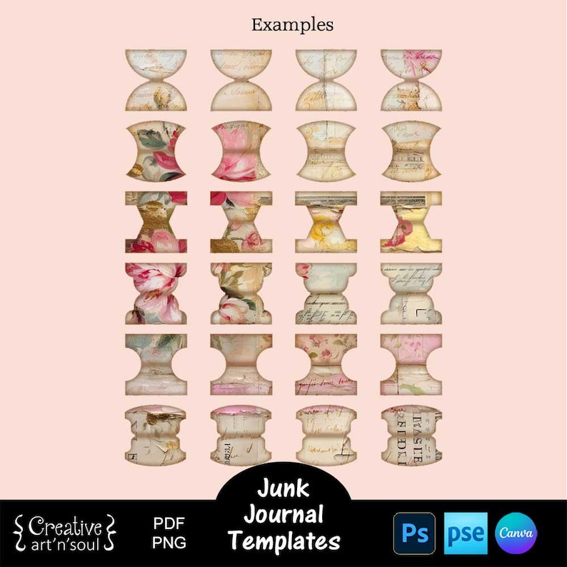 Junk Journal Templates, Printable Tabs, Templates for Canva and ...