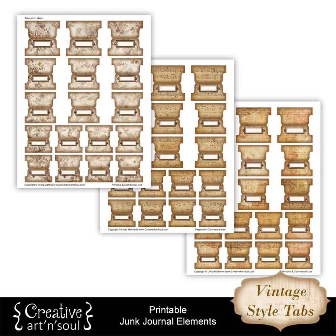 Printable Tabs With Labels, Junk Journal Folder Tabs With Labels, Junk ...