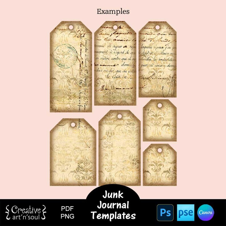 Junk Journal Templates, Printable Tags, Templates for Photoshop or ...