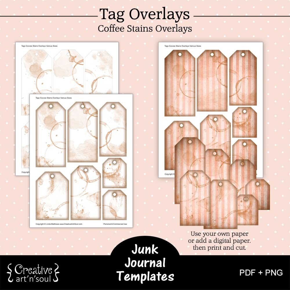 Printable Junk Journal Template, Junk Journal Tag Overlays Various ...