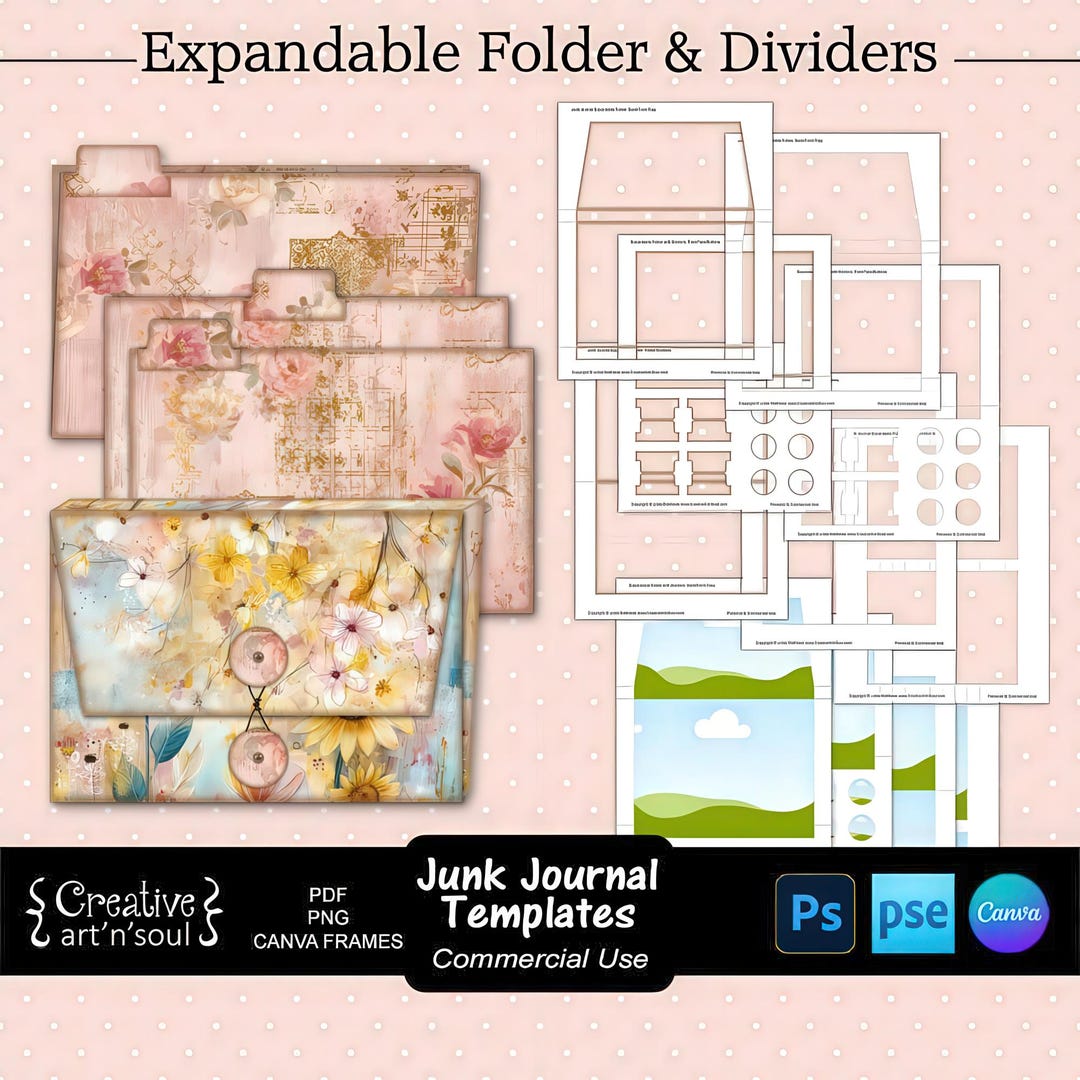 Junk Journal Templates, Expandable Folder and Dividers, Templates for ...