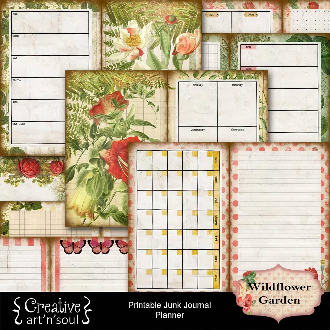 Printable Junk Journal Planner, Wildflower Garden - Etsy