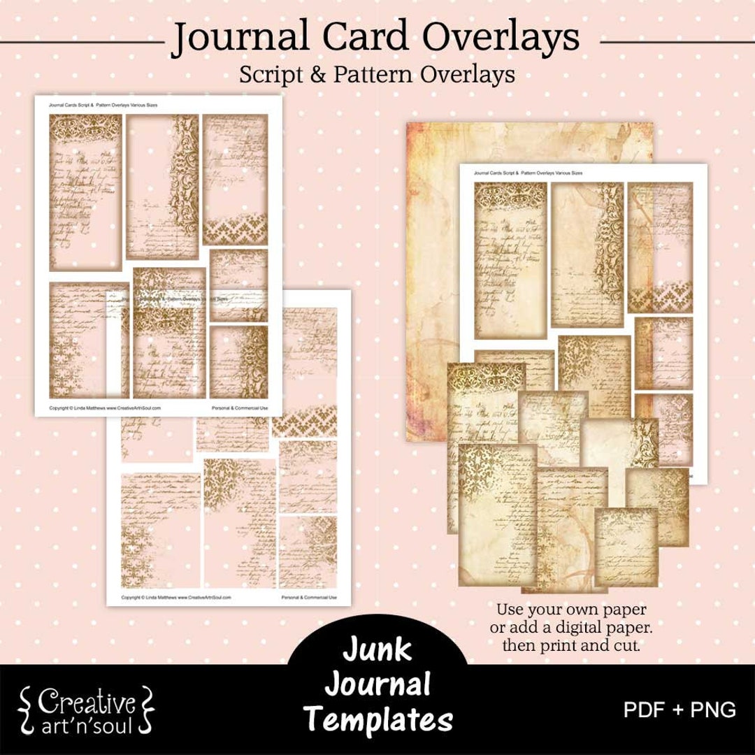 Printable Junk Journal Template, Junk Journal Card Overlays Various ...