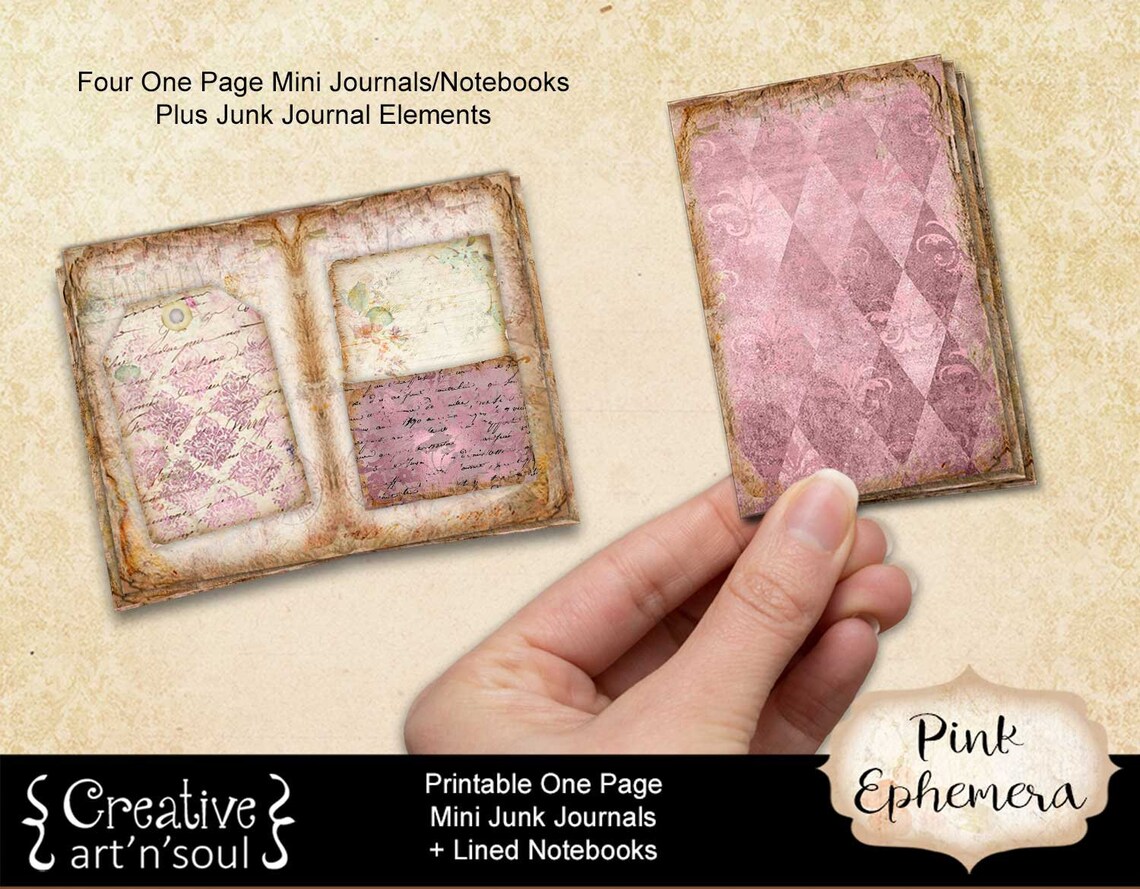 Printable Mini Junk Journal Pink Ephemera - Etsy
