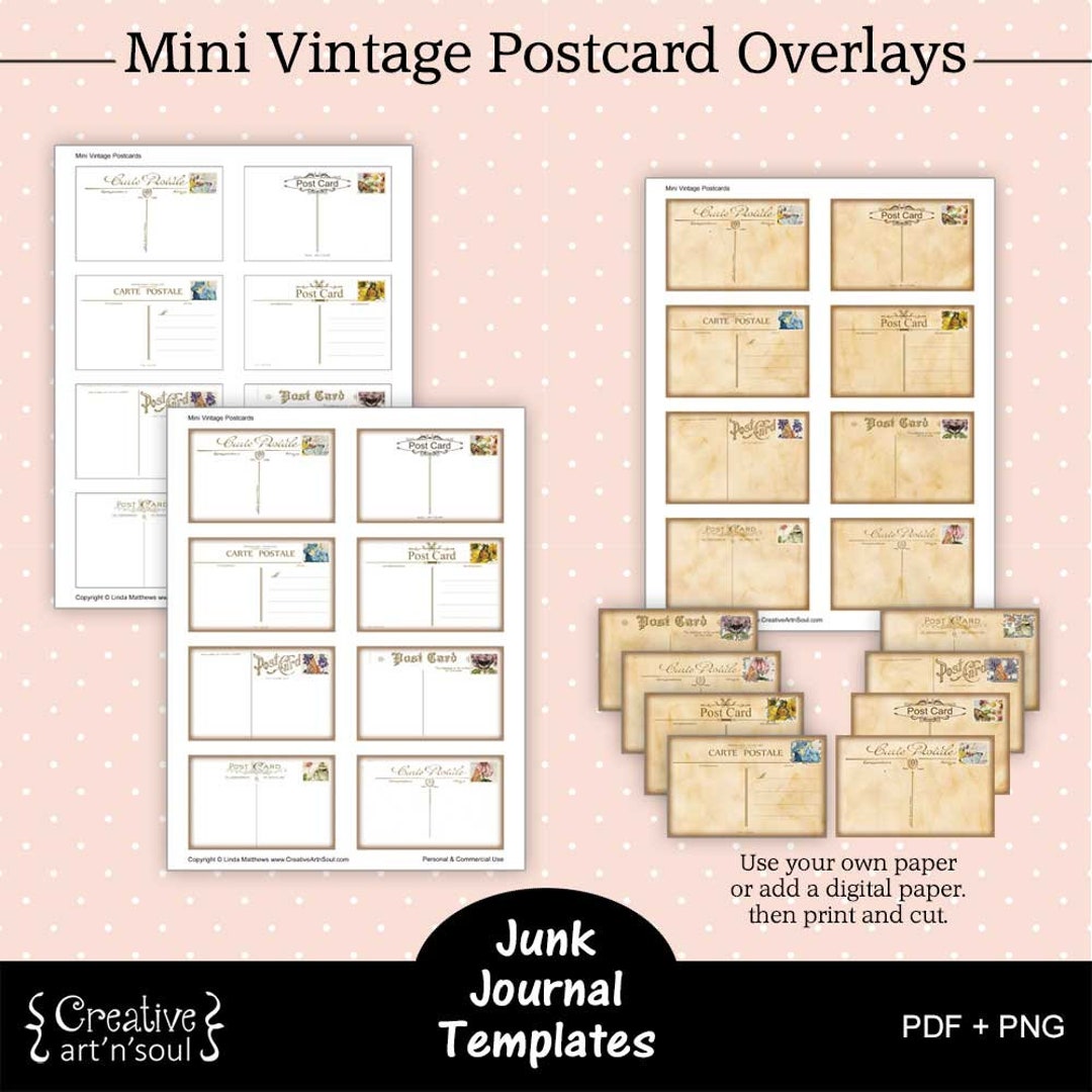 Printable Junk Journal Template, Junk Journal Overlays, Mini Vintage ...