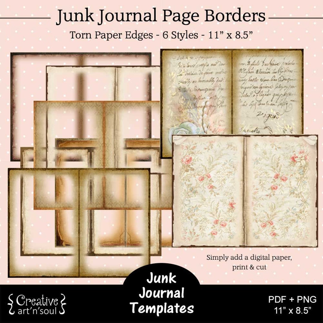 Printable Junk Journal Template Junk Journal Page Borders - Etsy Canada