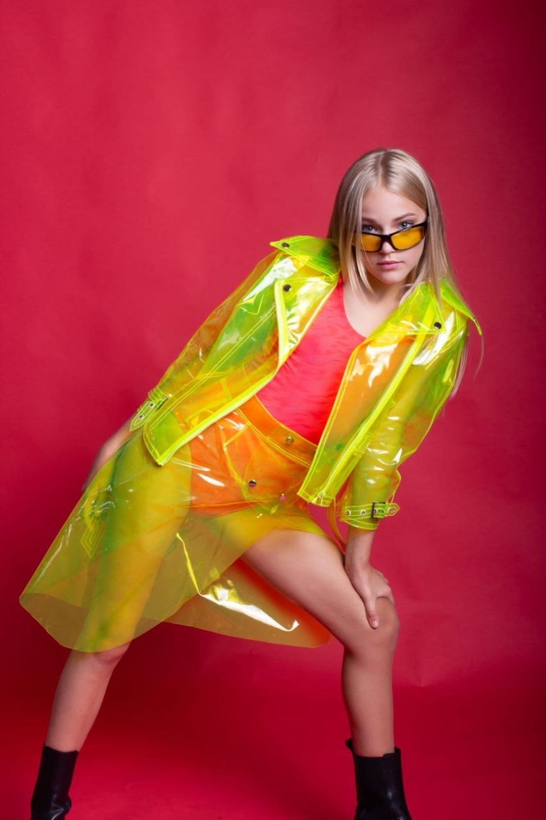 Colored Hot Vinyl Set. Party Clothes. Vinyl Blazer and Skirt. Hi-tech ...