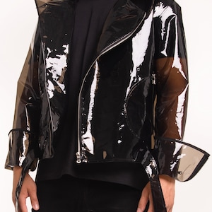 Transparent Smoked Vinyl Biker Jacket With Belt. Men's - Etsy