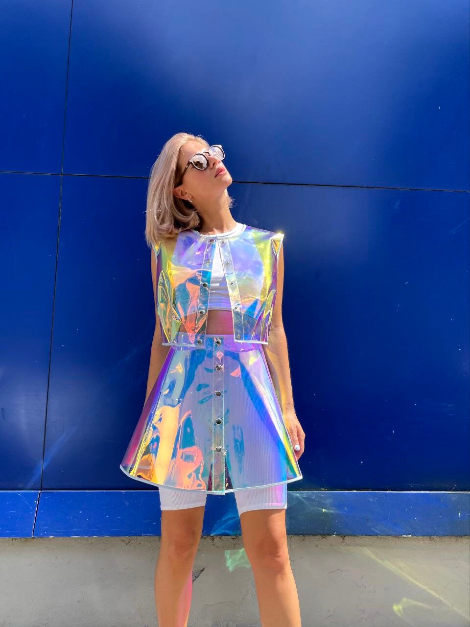 Bright Transparent Ladies Set-cropped Top and Mini Skirt, Unique Vinyl ...