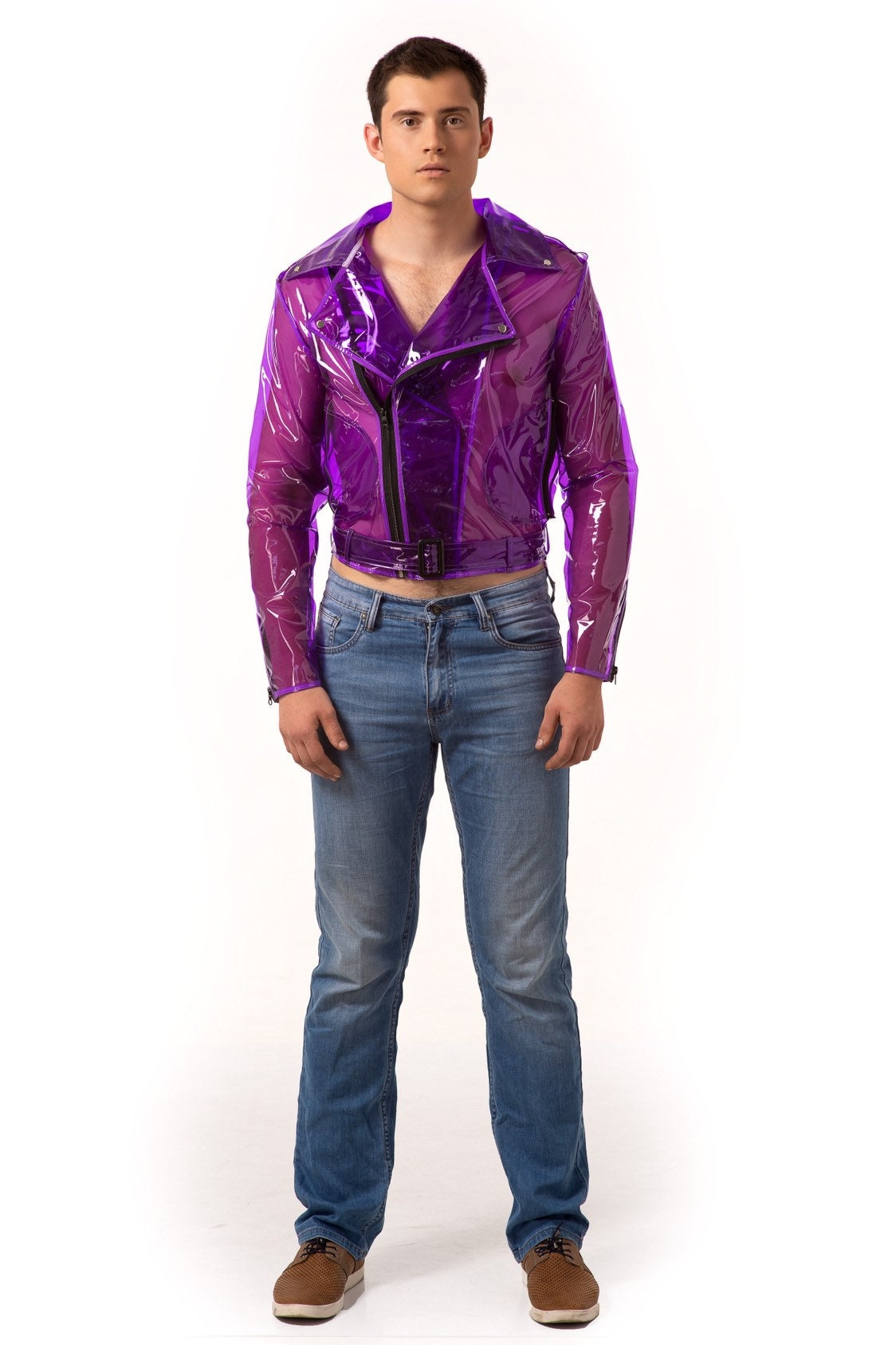 Vinyl Men's Biker Jacket. Transparent Men Clothing - Etsy