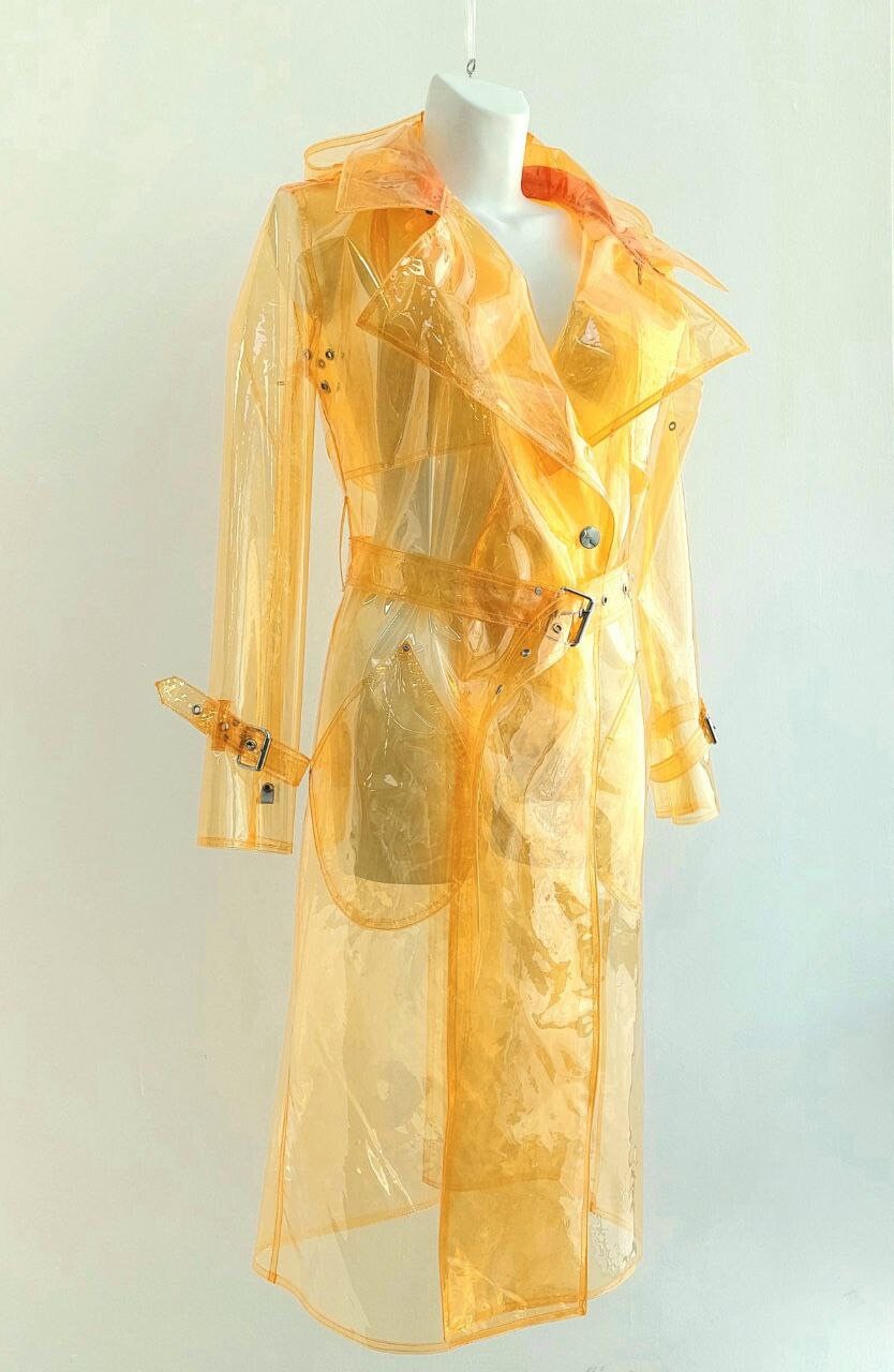 Street Style Transparent Vinyl Trench Raincoat With Removable - Etsy