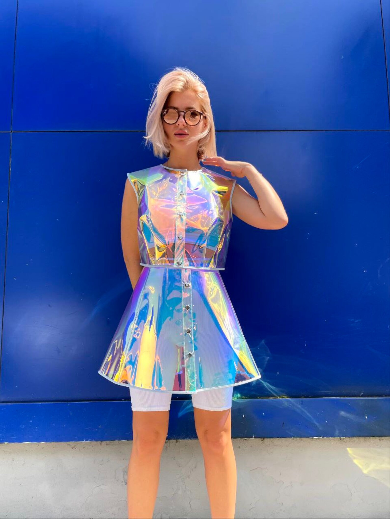 Bright Transparent Ladies Set-cropped Top and Mini Skirt, Unique Vinyl ...