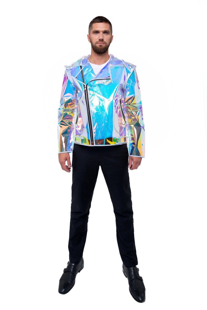 WOW Iridescent Men's Biker Jacket! Motorcycle Jacket. Waterproof and ...