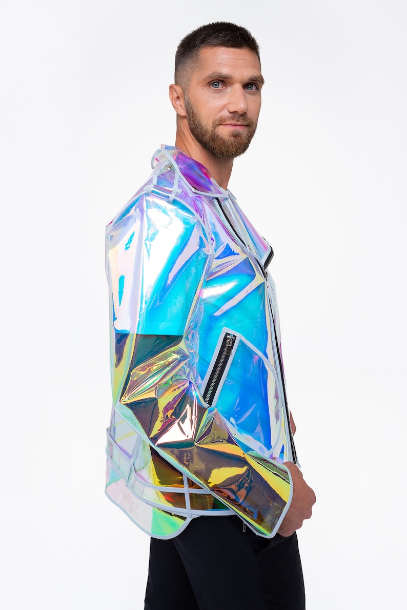 WOW Iridescent Men's Biker Jacket! Motorcycle Jacket. Waterproof and ...