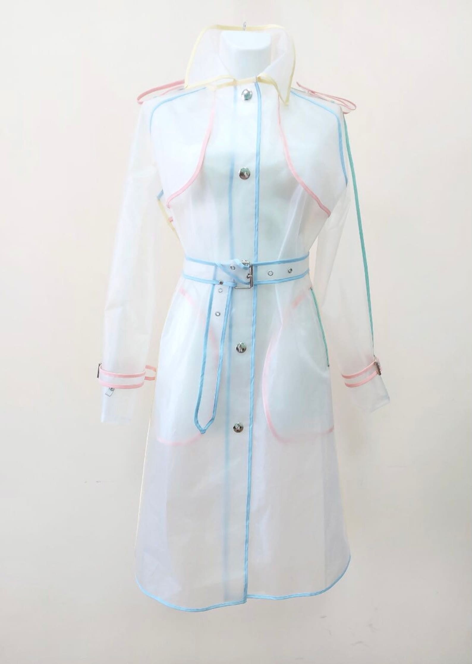 Transparent TPU Rain Trench — Edgy Streetwear Coat With Removable Hood ...