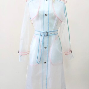 New Translucency TPU Classic Trench Rain Coat With Multicolored Trim and Removable Hood. - Etsy UK