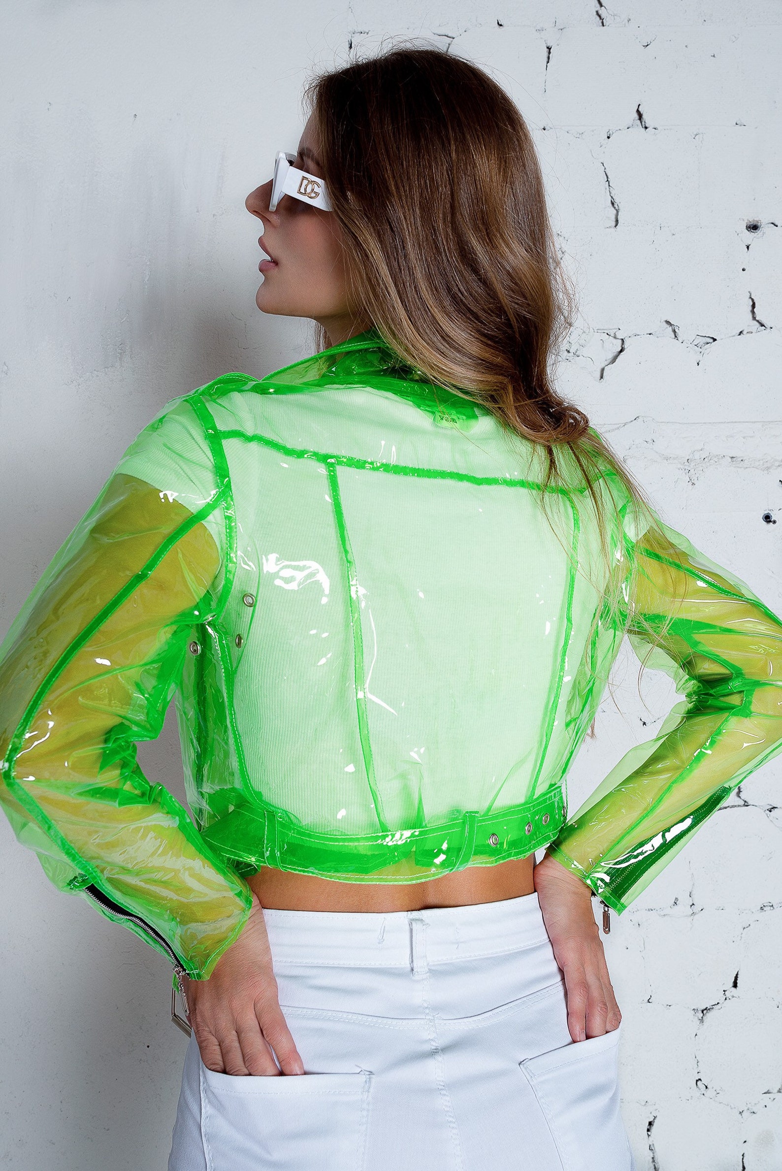 Cropped Vinyl Transparent Jacket. Stylish Rain Jacket ! Wind Resistant ...