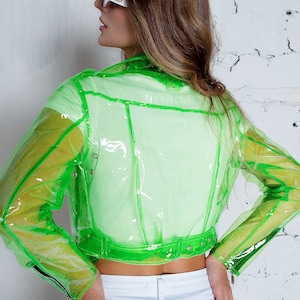 Cropped Vinyl Transparent Jacket. Stylish Rain Jacket ! Wind Resistant ...