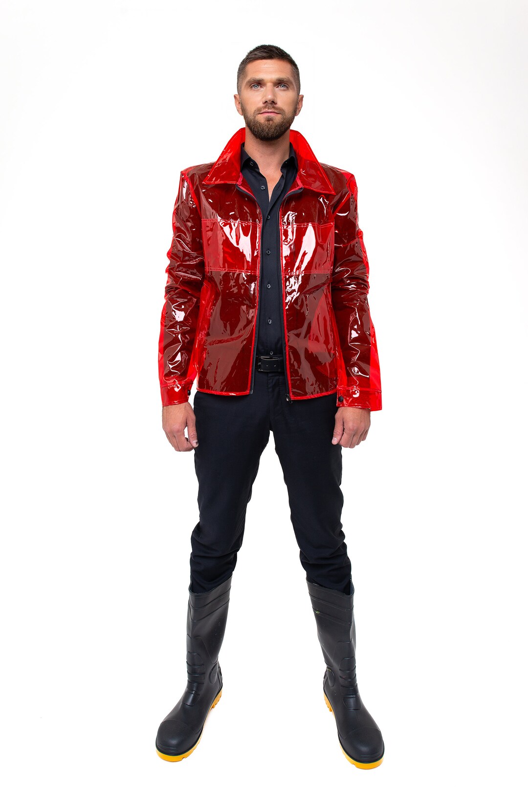 Colored Transparent TPU Jacket. Vinyl Translucent Blazer. Stylish Men's ...