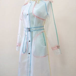 New Translucency TPU Classic Trench Rain Coat With Multicolored Trim and Removable Hood. - Etsy UK