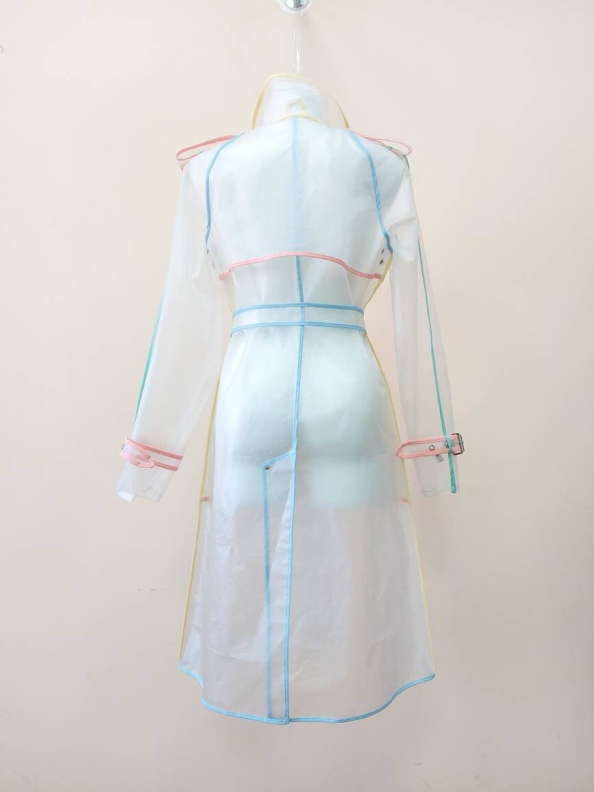 Transparent TPU Rain Trench — Edgy Streetwear Coat With Removable Hood ...