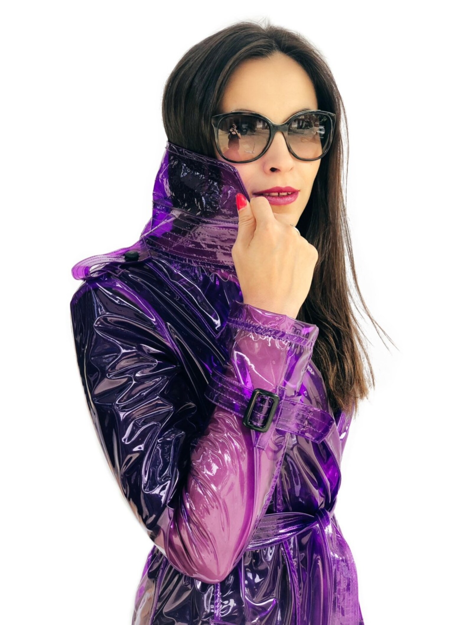 Classic Fit Transparent Vinyl Trench Raincoat! Plastic Trenchcoat. High ...