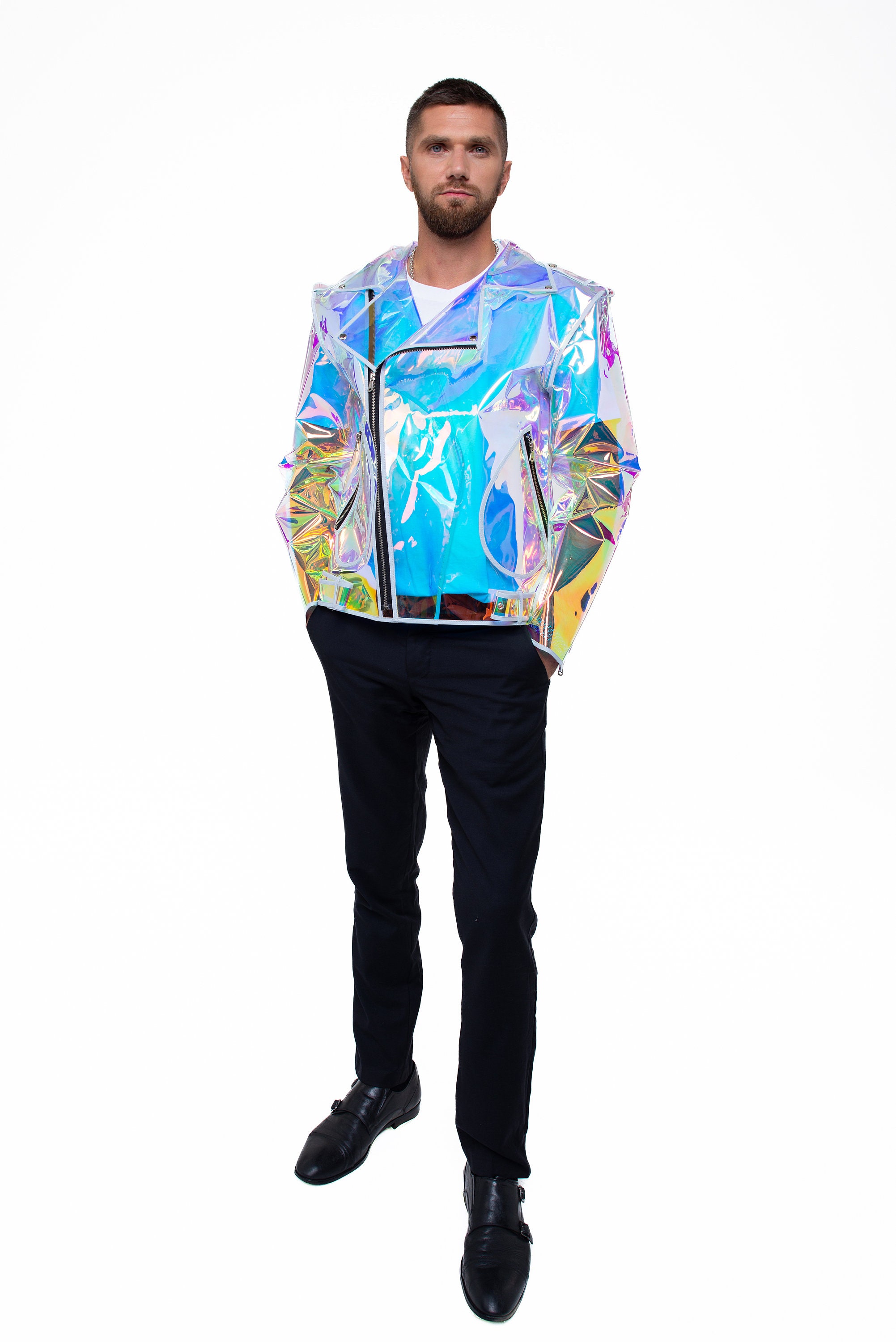 WOW Iridescent Men's Biker Jacket! Motorcycle Jacket. Waterproof and ...
