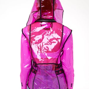 Transparent Vinyl Biker Jacket —cropped PVC Raincoat With Removable ...