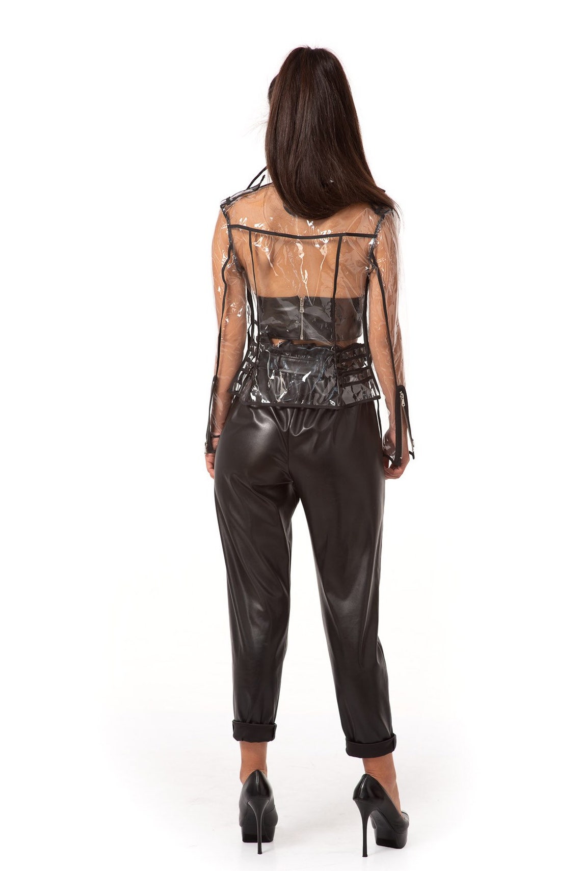 Transparent Vinyl Biker Jacket with Trim Women's moto | Etsy