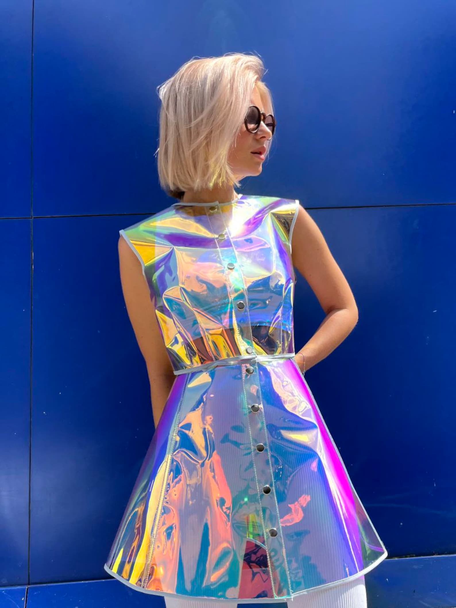 Bright Transparent Ladies Set-cropped Top and Mini Skirt, Unique Vinyl ...