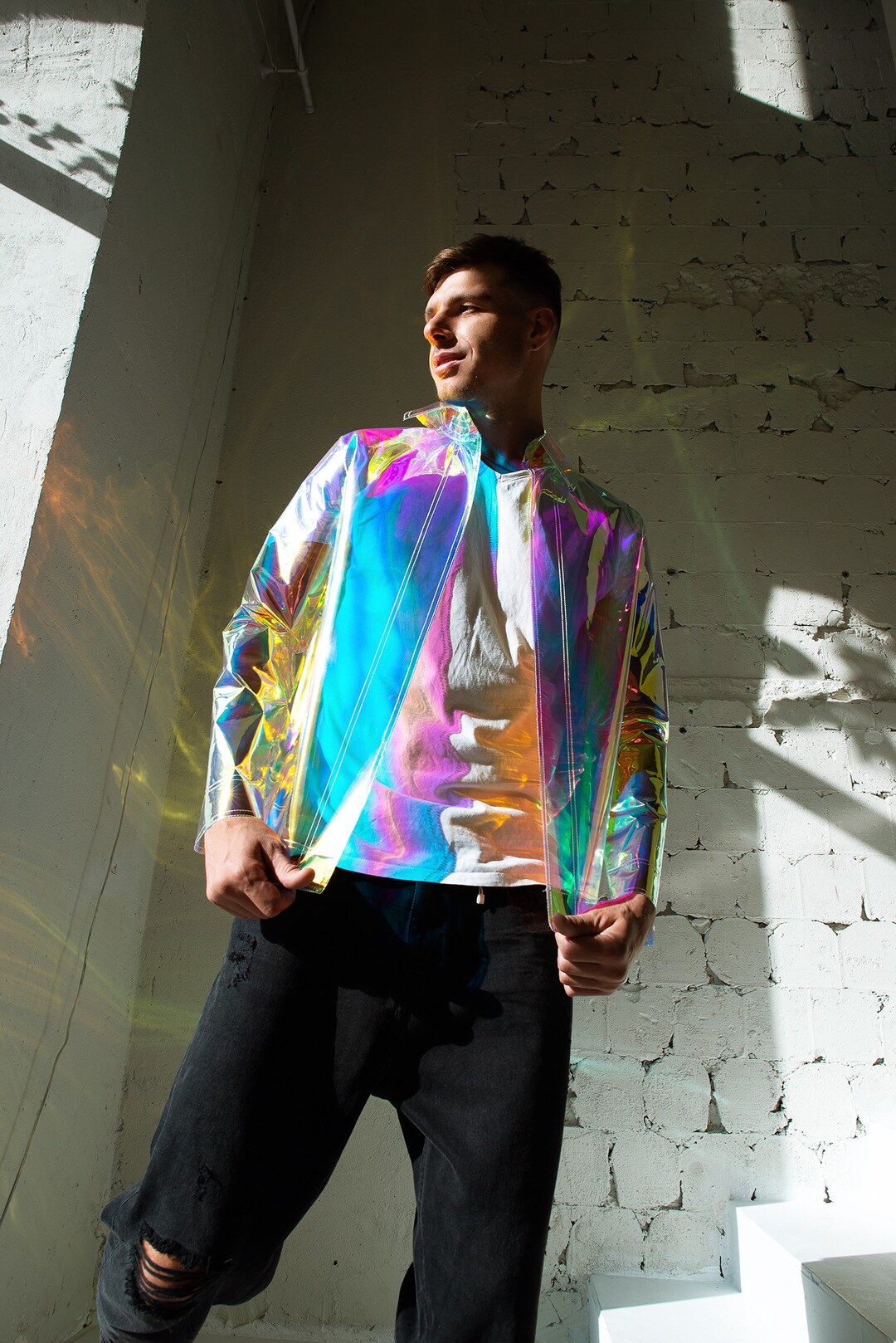 Classic Transparent Men's Blazer. Iridescent Mens Clothing Waterproof ...