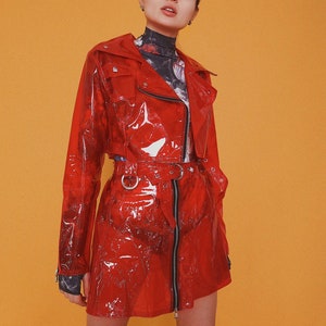 Stylish TPU Suit: Cropped Jacket and the Skirt. Clear Biker Jacket ...