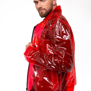 Colored Transparent TPU Jacket. Vinyl Translucent Blazer. Stylish Men's ...