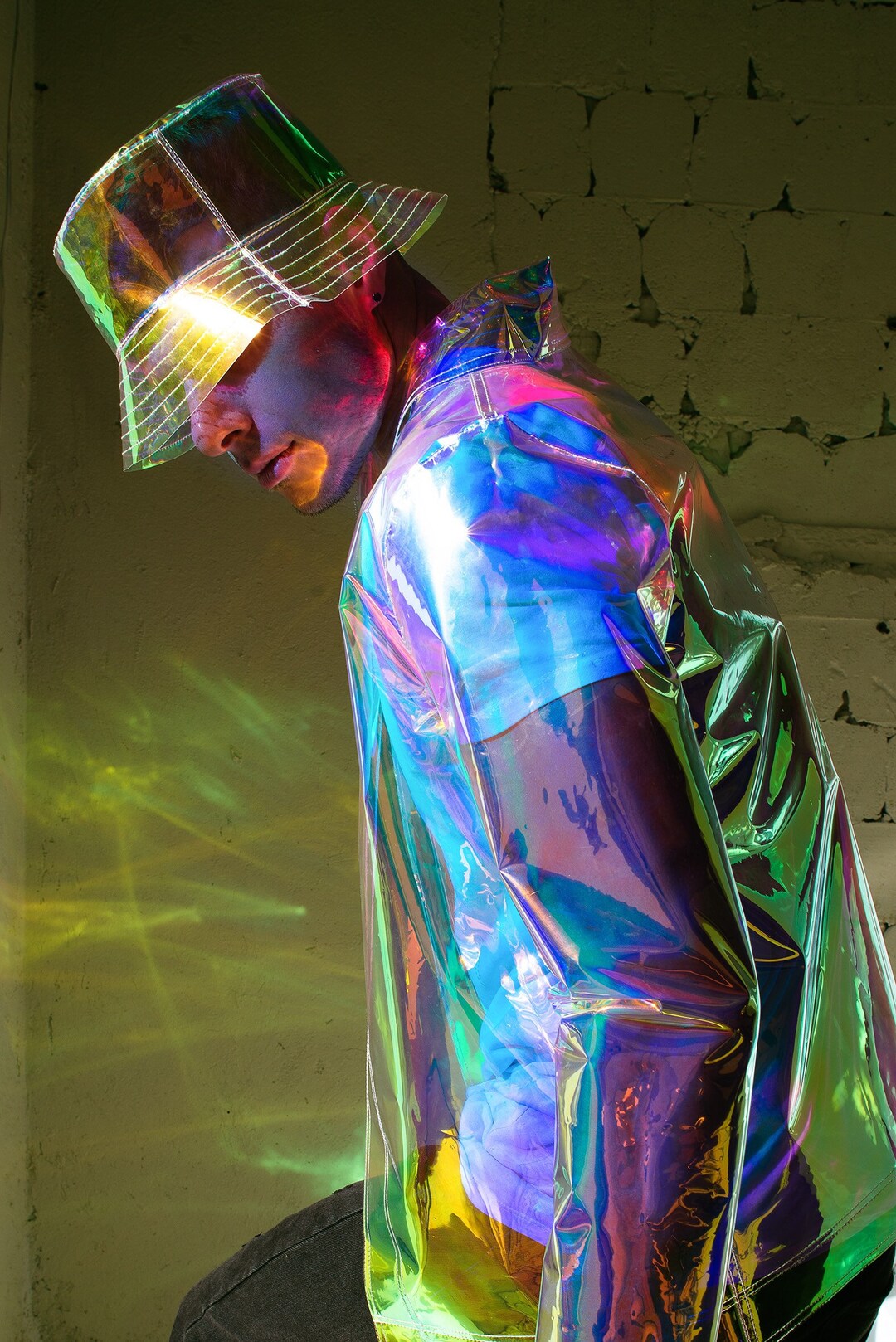 Iridescent Men's Blazer: Avant-garde Transparent Jacket. Awesome Look ...