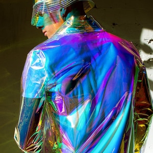 Iridescent Men's Blazer: Avant-garde Transparent Jacket. Awesome Look ...