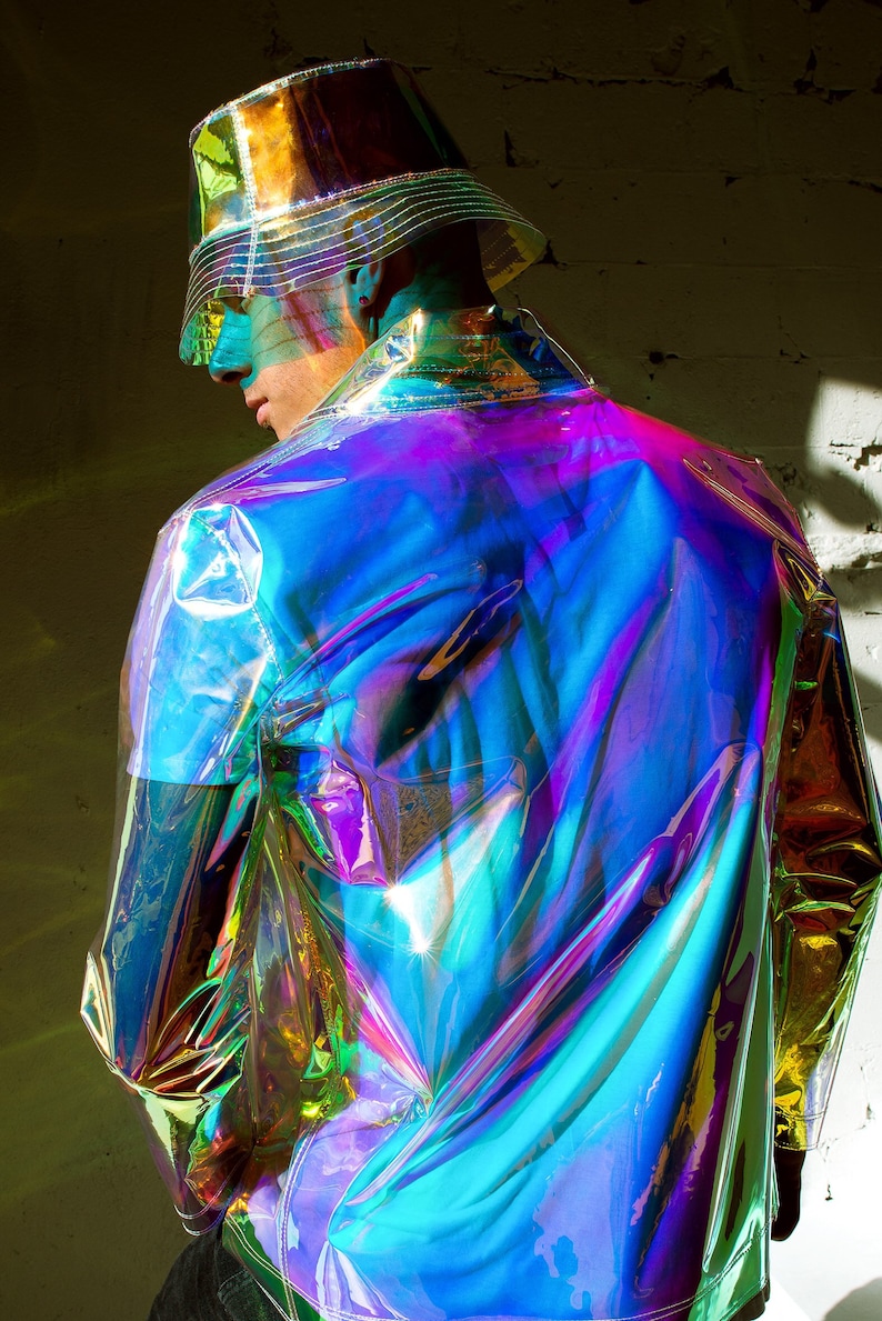 Iridescent Men's Blazer: Avant-garde Transparent Jacket. Awesome Look ...