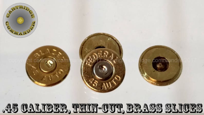 45 Caliber Bullet Slices Thin Cut Polished Brass Bullet Slice | Etsy