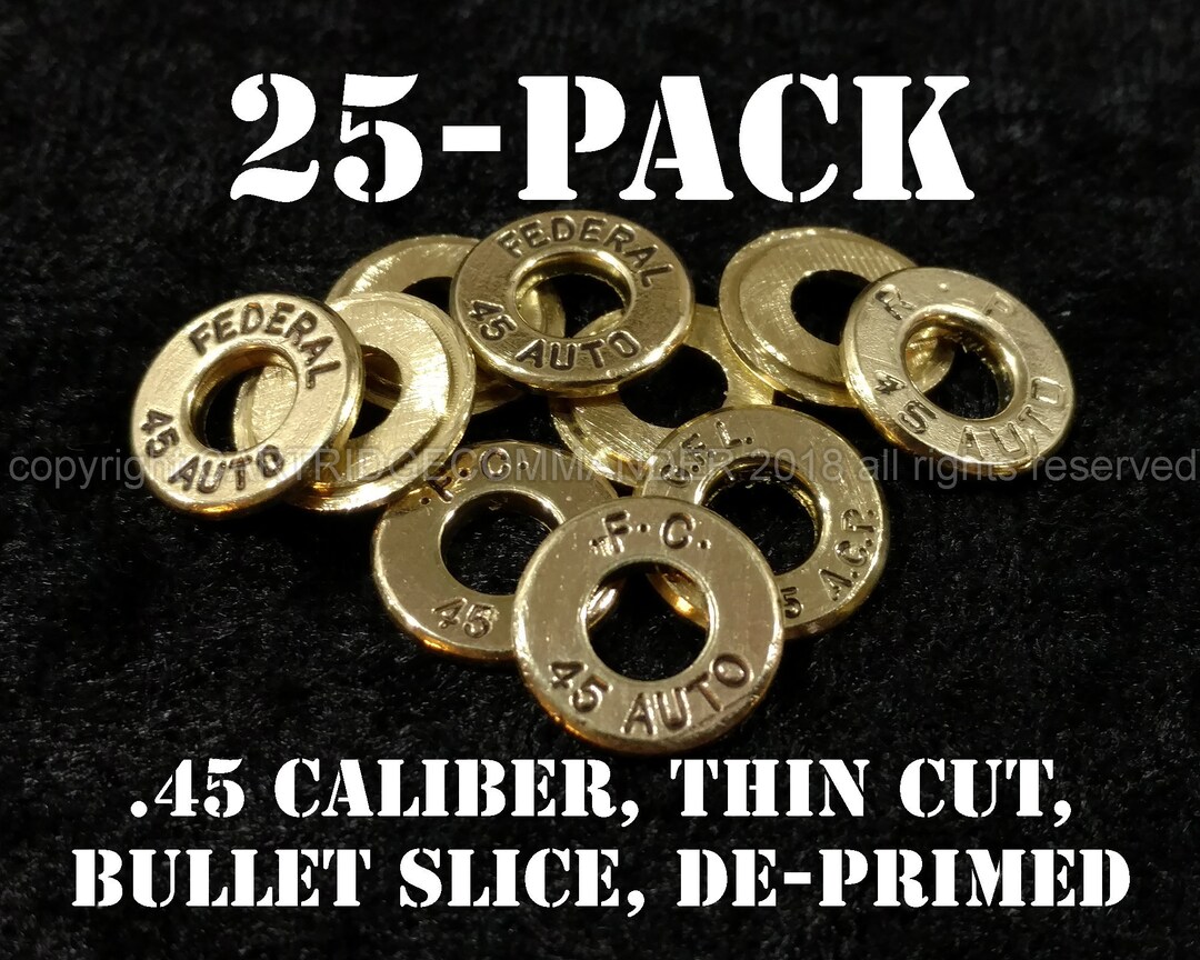 45 Caliber Thin-cut Bullet Slice De-primed Polished Brass Pistol Spent ...