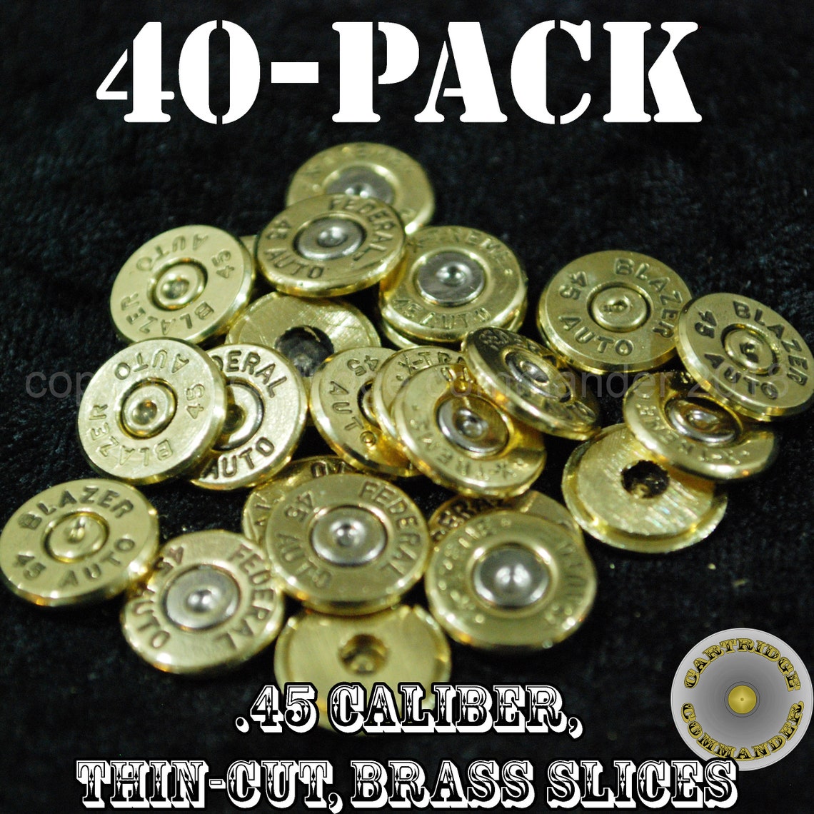 45 Caliber Bullet Slices Thin Cut Polished Bullet Jewelry Brass Spent ...