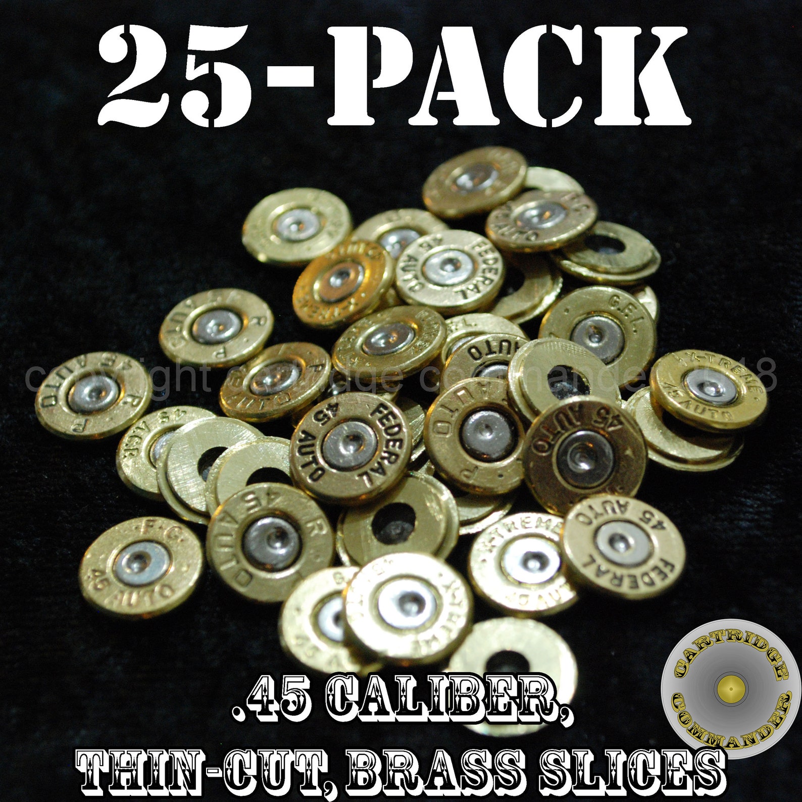 45 Cal Bullet Slices Thin Cut Polished Brass Spent Ammo Bullet Jewelry ...
