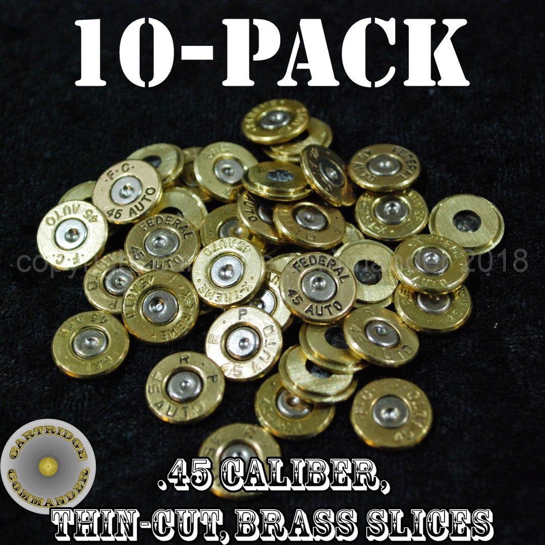 45 Caliber Bullet Slices Thin Cut Polished Brass Bullet Slice Spent DIY ...