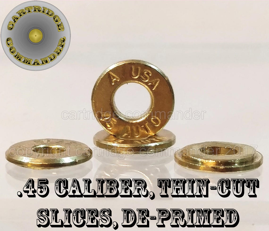 45 Caliber Thin-cut Bullet Slice De-primed Polished Brass Pistol Spent ...