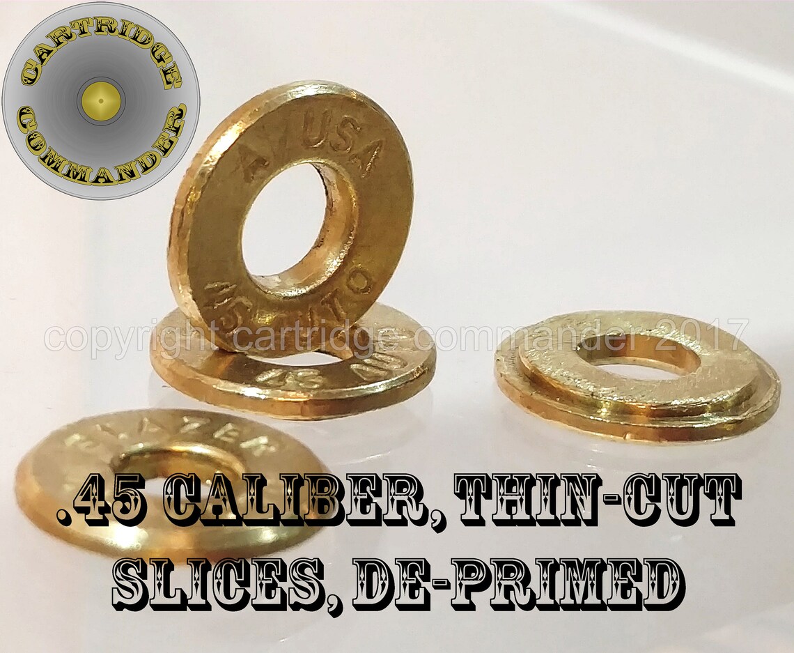 45 Caliber Thin-cut Bullet Slice De-primed Polished Brass Pistol Spent ...