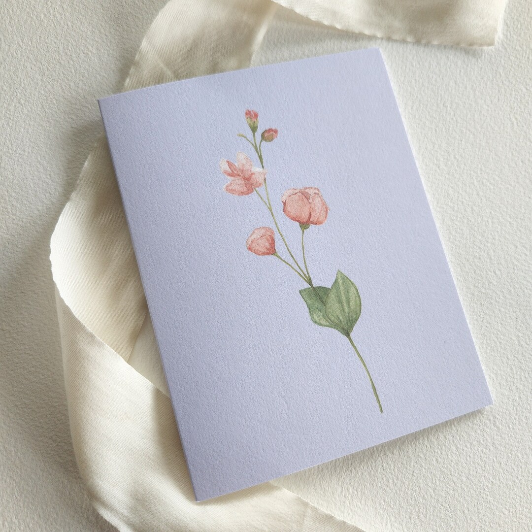 Sweet Pea Card Simple Flower Greeting Card Girly Coquette Sweet Pea ...