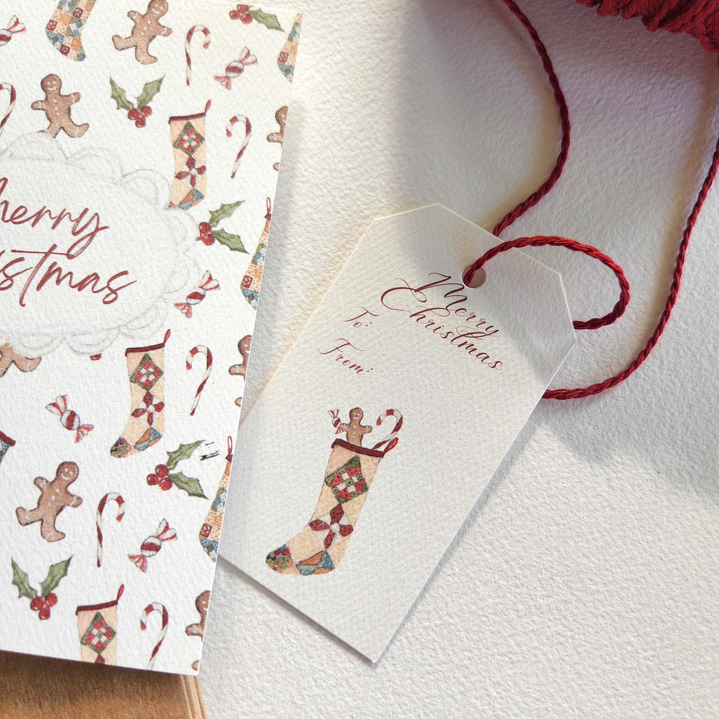 Christmas Gift Tag Set of Eight Quilted Stocking With Candy - Etsy