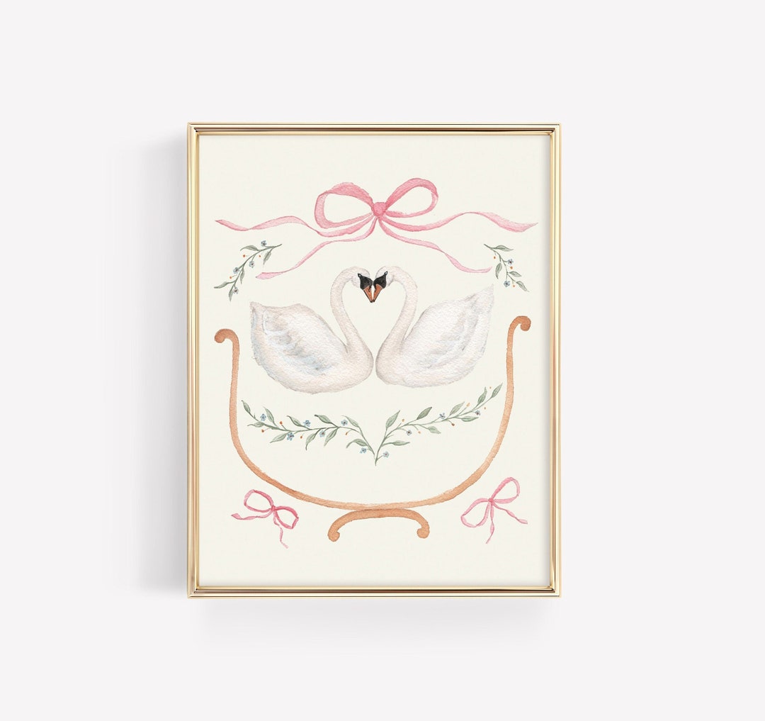 Swan Baby Nursery Art Print Swan Watercolor Print Baby Girl Pink ...