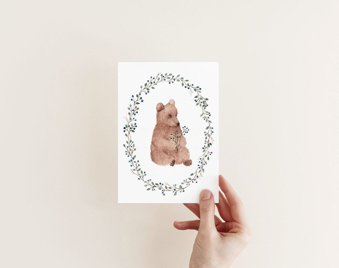 Watercolor Bear Greeting Card – Cute Cub Baby Shower Gift - Etsy