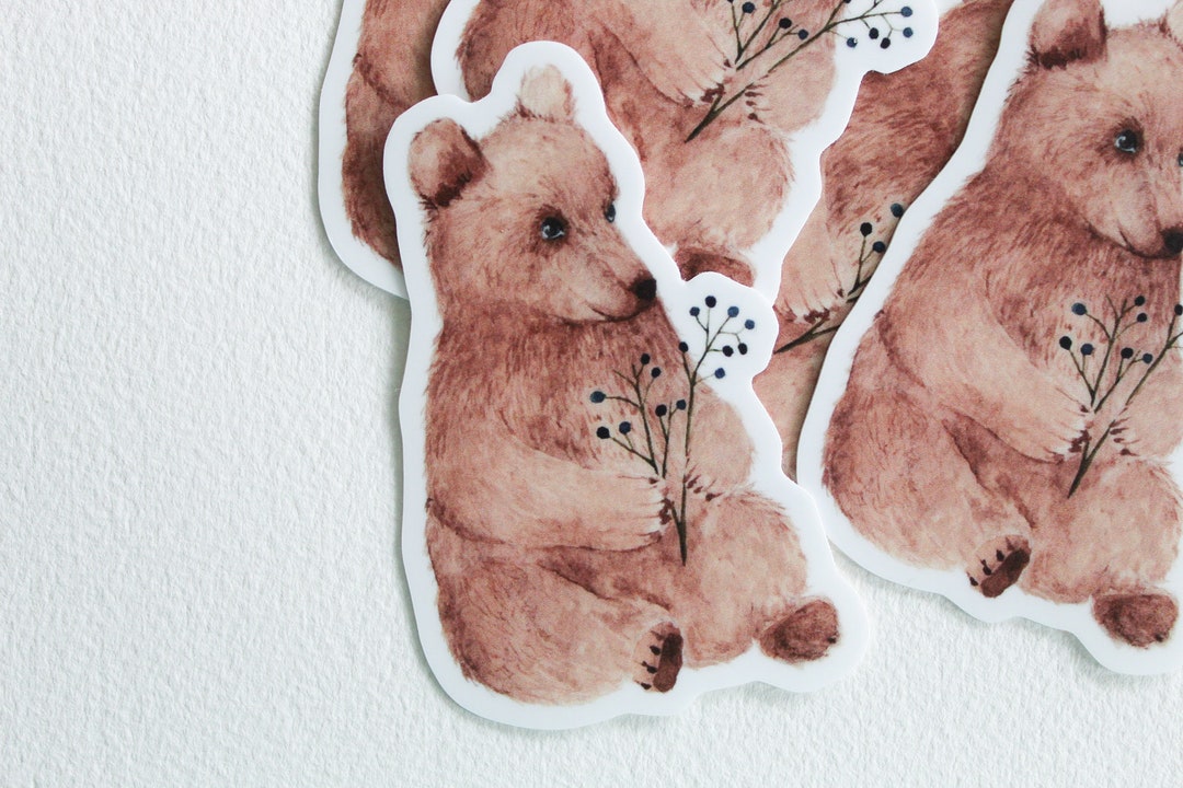 Bear Sticker Waterproof Brown Bear Sticker Die Cut Wildlife Animal ...