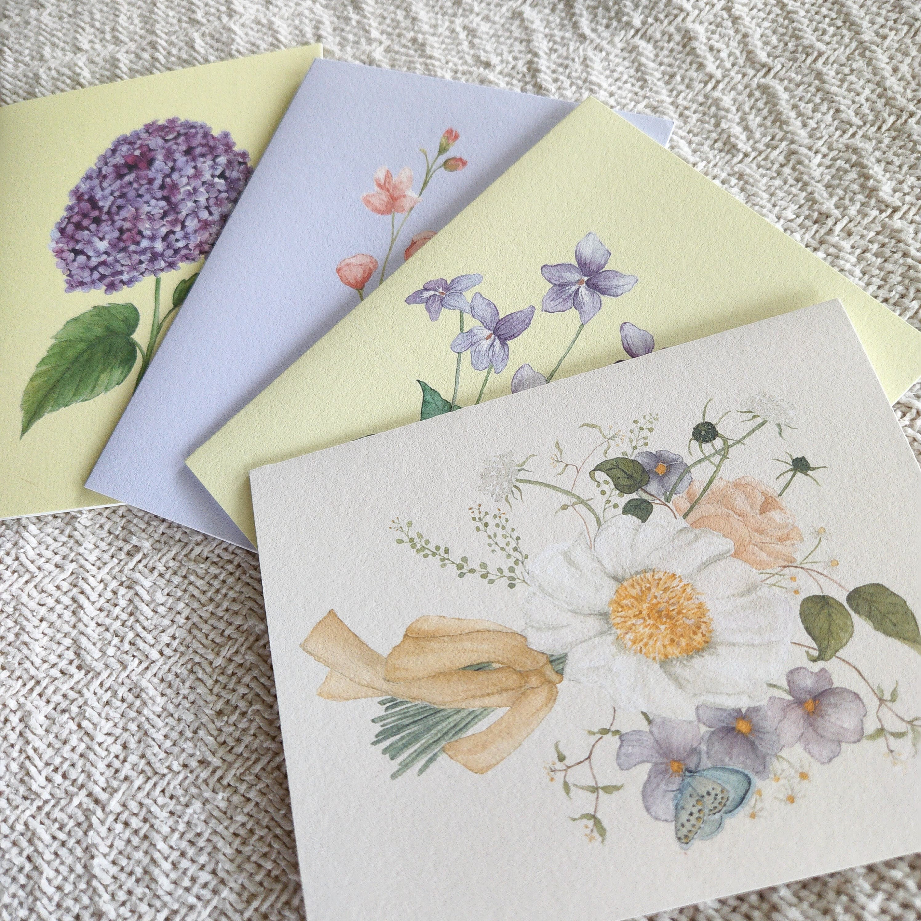 Flower Greeting Card Box Set Watercolor Floral Greeting Card Gift Box ...