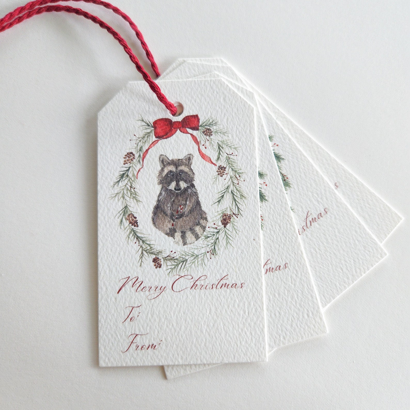 Woodland Animal Christmas Gift Tags, Watercolor Set of 8 - Etsy